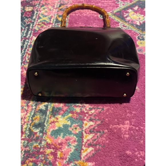 Gucci | Bags | Rare Vintage 9s Gucci Bamboo Black Leather Top Handle Handbag | Poshmark
